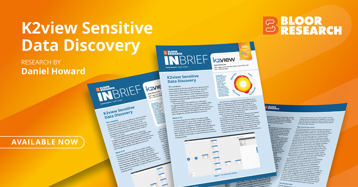 K2view Sensitive Data Discovery - Bloor Research